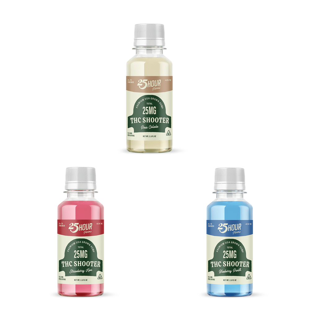 Order THC Drinks, Beverages, and Shots by 25 Hour Farms